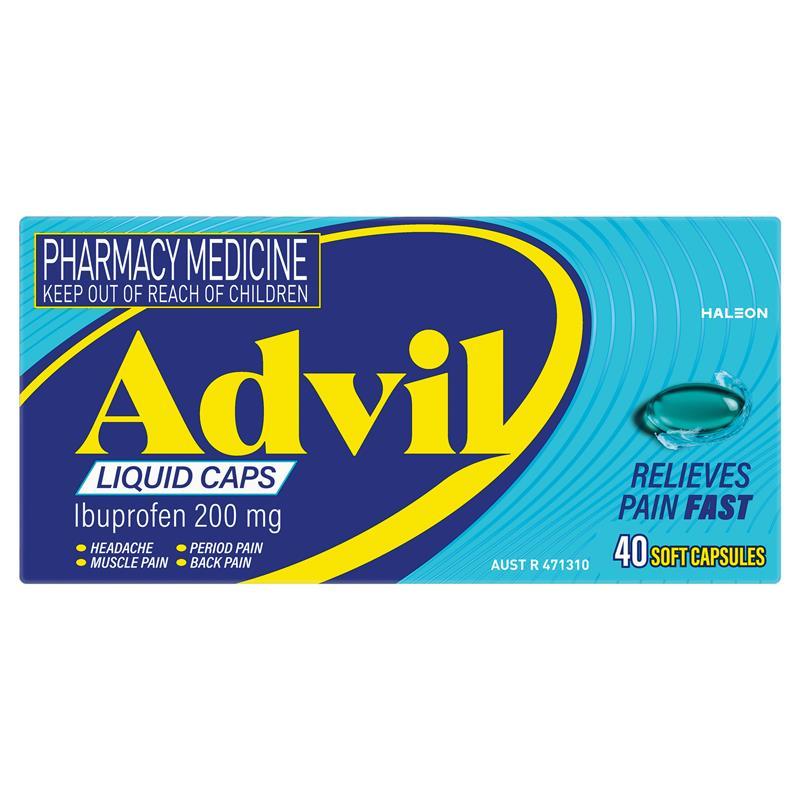Buy Advil Ibuprofen Pain Relief 40 Liquid Capsules online at Chemist ...