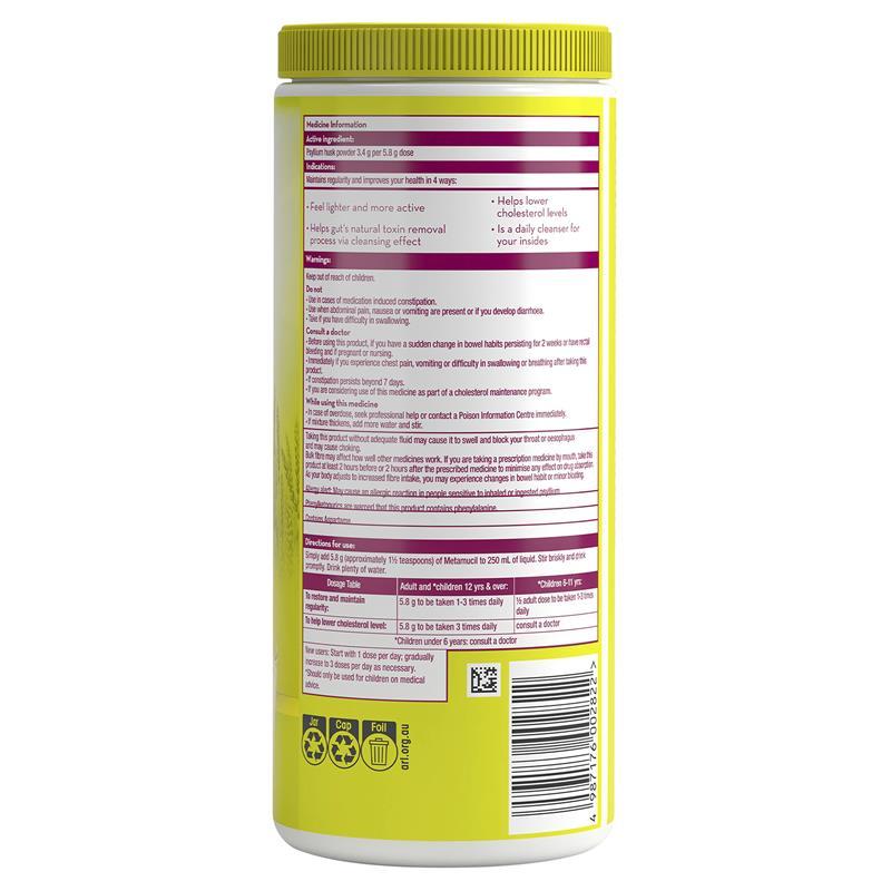 Buy Metamucil Fibre Supplement Smooth Texture Lemon-Lime Flavour 72 ...