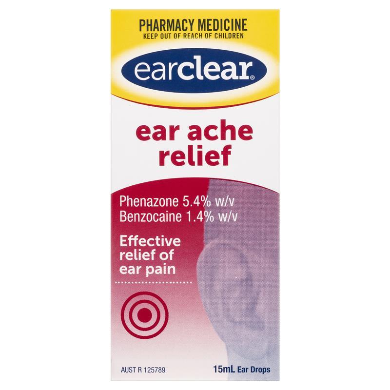 Buy EarClear Ear Ache Relief Drops 15mL - Effective Relief of Ear Pain ...