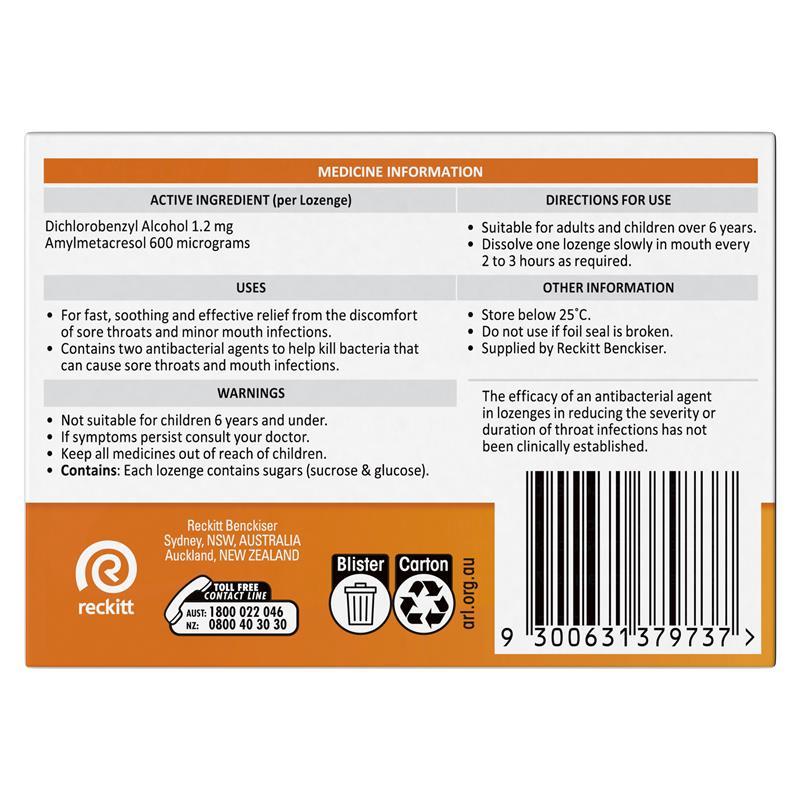 Buy Strepsils Soothing Lozenges Orange 36pk Sore Throat Double ...