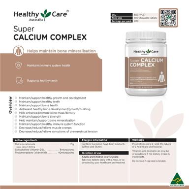 Buy Healthy Care Super Calcium Complex 400 Chewable Tablets online at ...