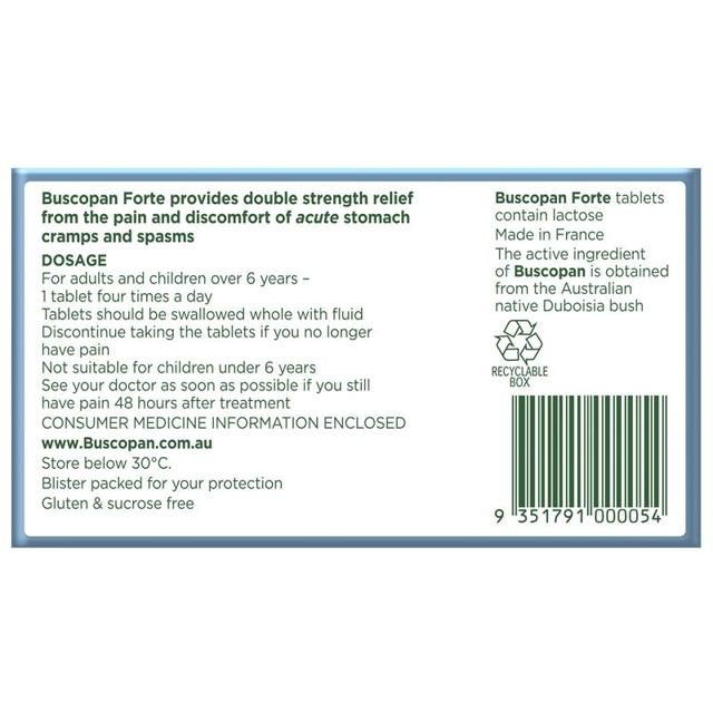 Buy Buscopan Forte Stomach Cramps Pain Relief 20mg Tablets 10 Pack ...
