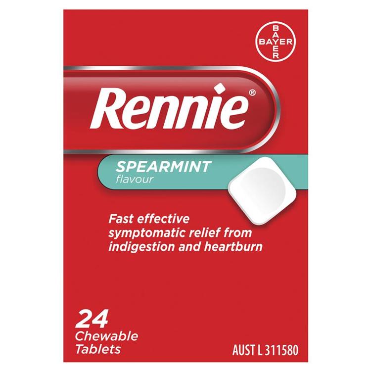 Buy Rennie Indigestion and Heartburn Relief Spearmint 24 Chewable ...