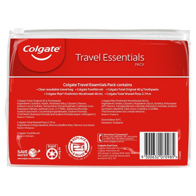 Buy Colgate Travel Essentials Toothbrush, Toothpaste, Mouthwash, Floss ...