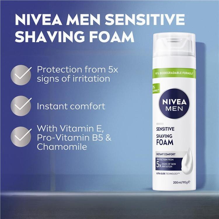 Buy NIVEA MEN Sensitive Shaving Foam Instant Protection 200ml online at ...