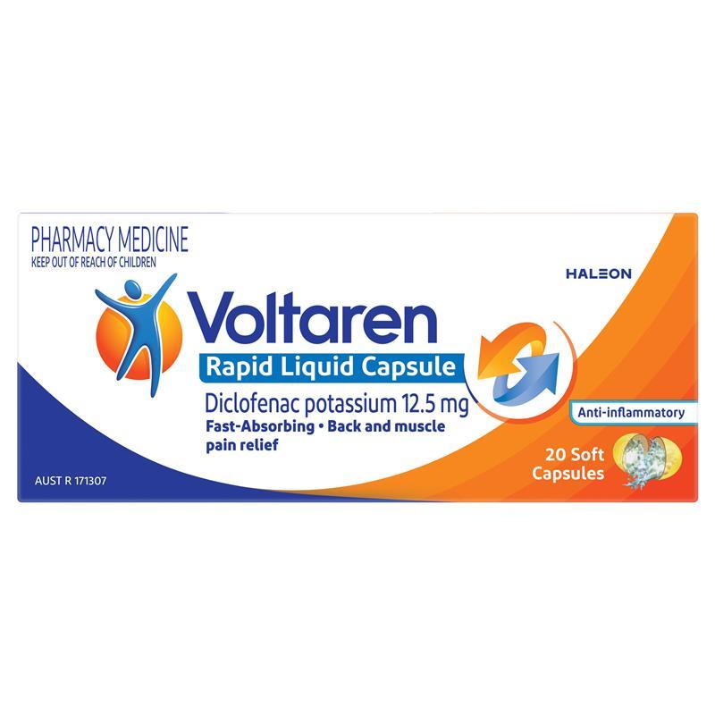 Buy Voltaren Rapid 12.5mg Pain Relief Liquid Capsules 20 online at ...