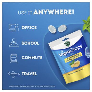 Buy Vicks VapoDrops Butter Menthol Lozenges 24 Pack online at Chemist ...
