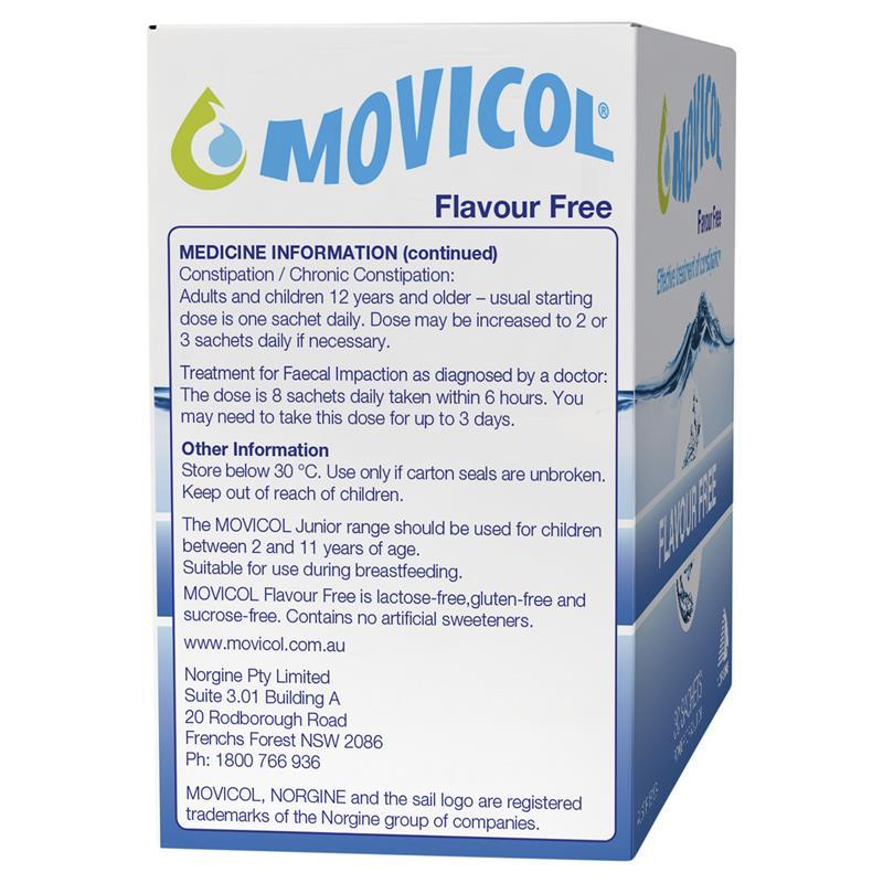 Buy Movicol Adult Flavour Free 30 Sachets online at Chemist Warehouse