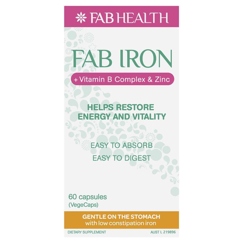 Buy Fab Iron + Vitamin B Complex and Zinc 60 Capsules online at Chemist ...