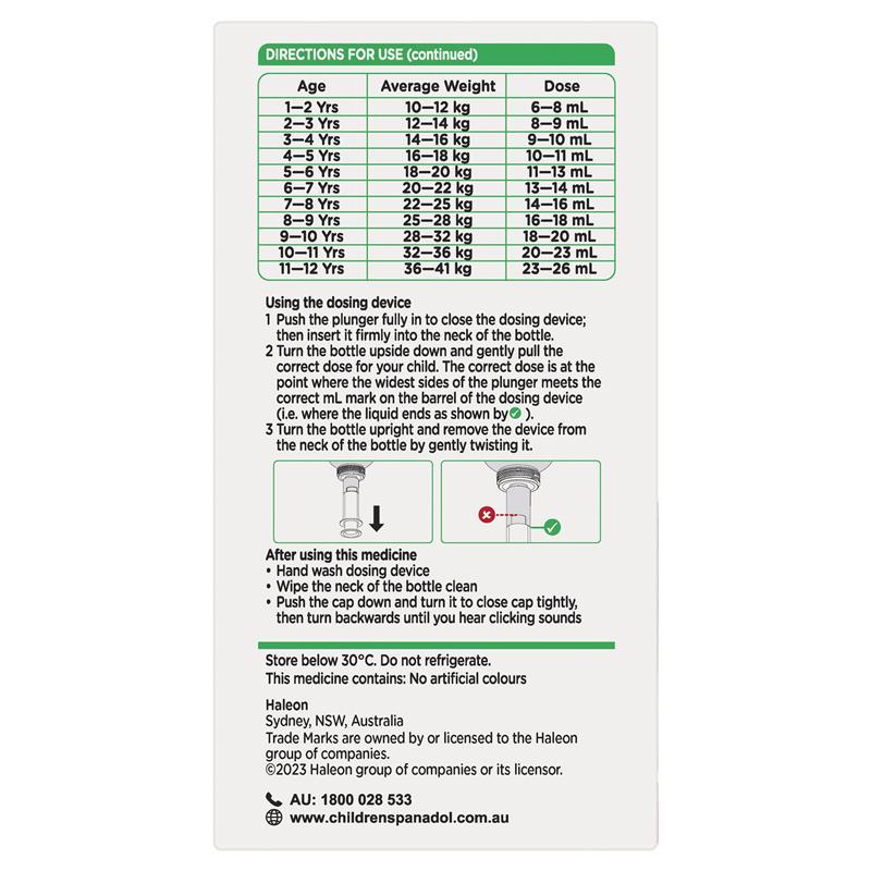 Buy Panadol Children 1-5 Years Suspension Fever & Pain Relief ...