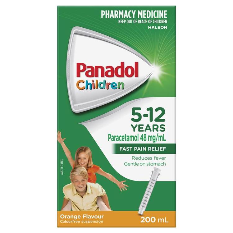 Buy Panadol Children 5-12 Years Suspension Fever & Pain Relief Orange ...