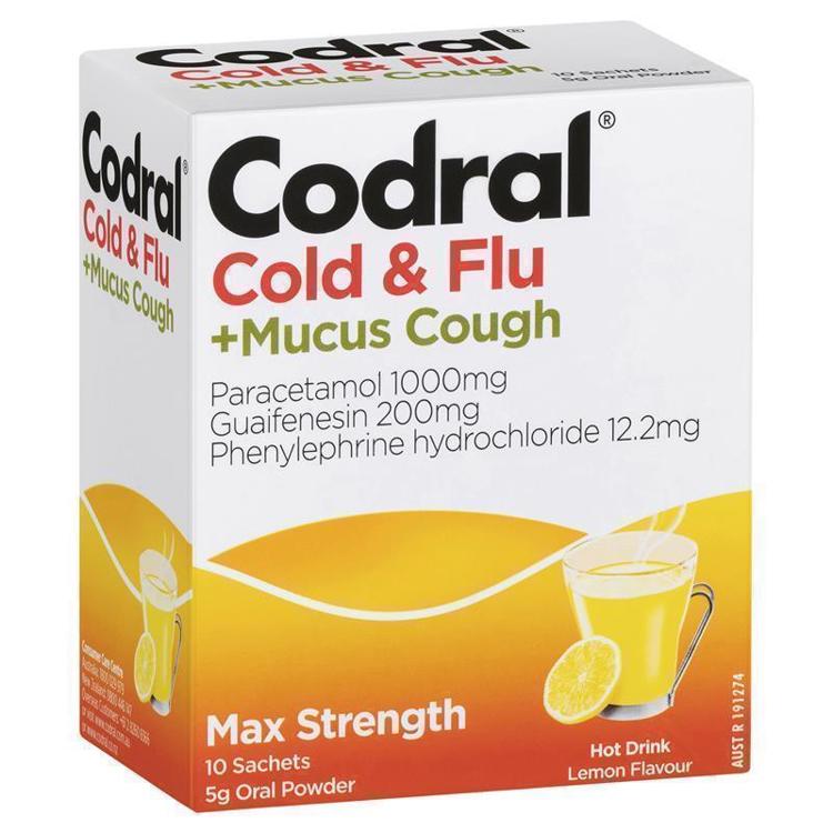Buy Codral Cold & Flu + Mucus Cough Max Strength Hot Drink Oral Powder ...