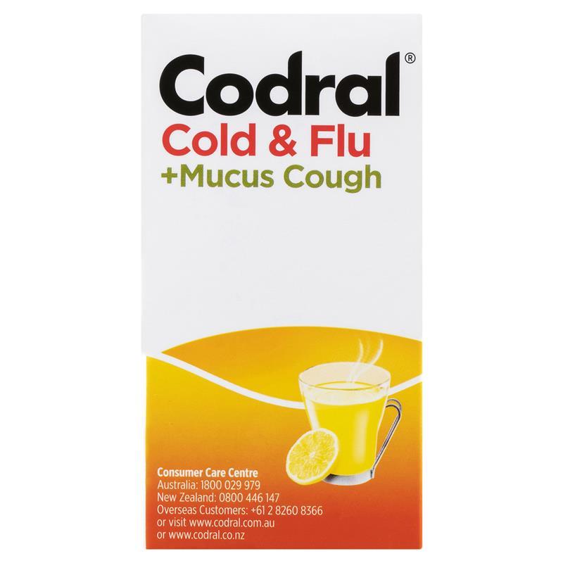 Buy Codral Cold & Flu + Mucus Cough Max Strength Hot Drink Oral Powder ...