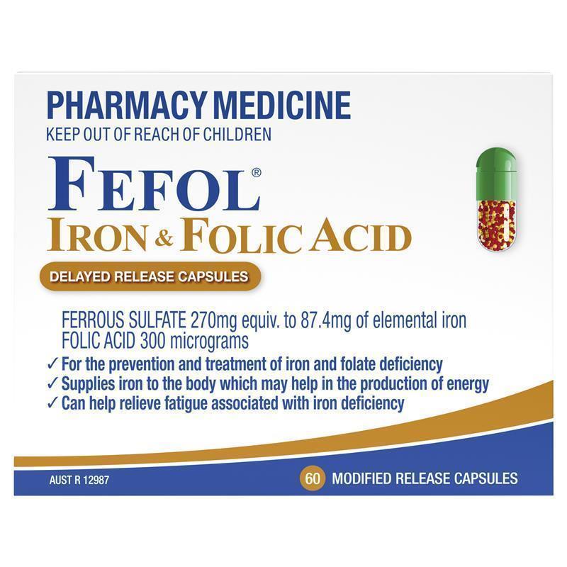 Buy Fefol Iron and Folic Acid 60 Capsules online at Chemist Warehouse