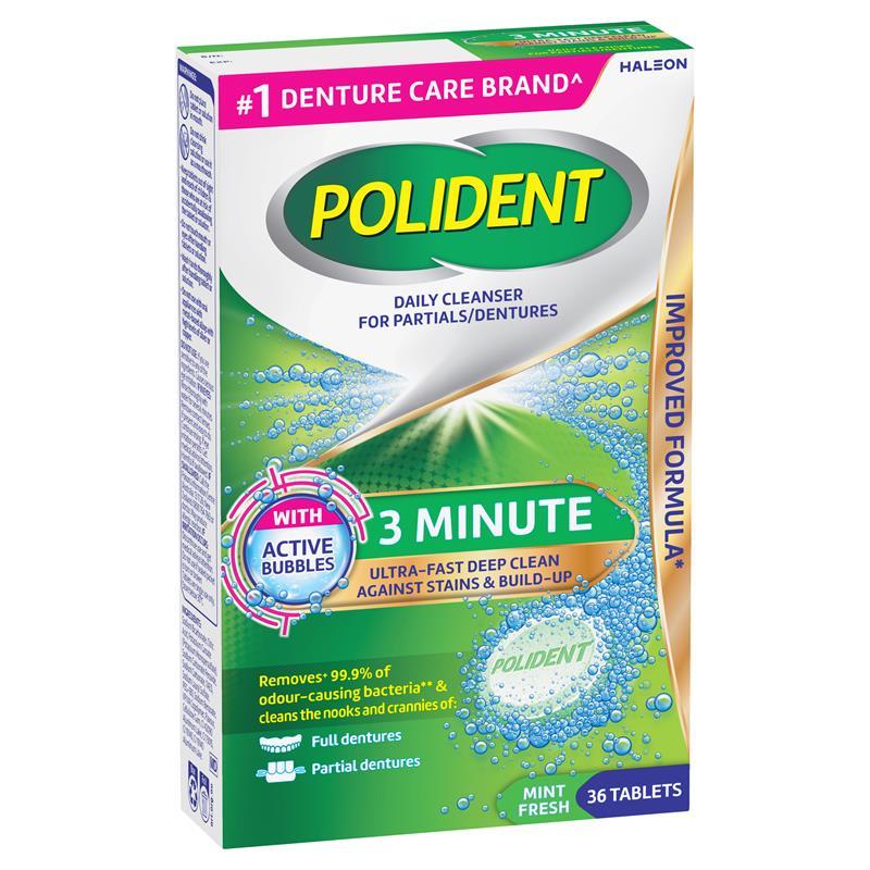 Buy Polident Denture Cleanser Fresh Active Tablets 36 online at Chemist ...