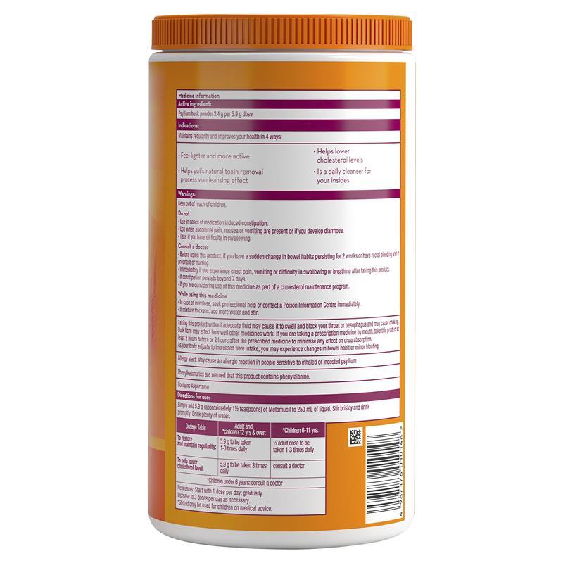 Buy Metamucil Fibre Supplement Smooth Orange 180 Dose online at Chemist ...