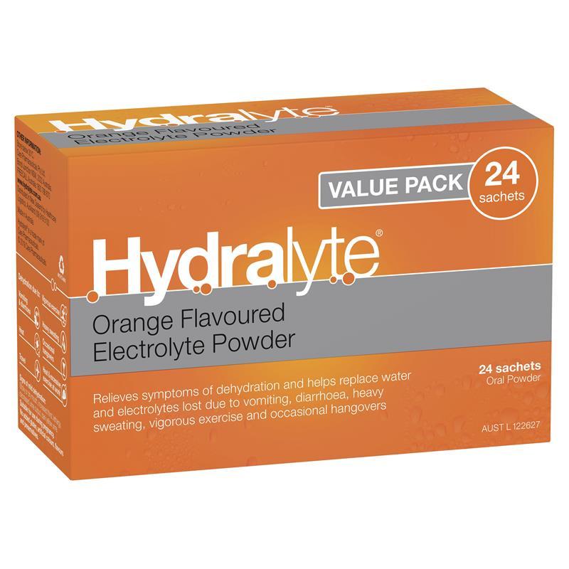 Buy Hydralyte Orange Sachets Value Pack 4.9g x 24 online at Chemist ...