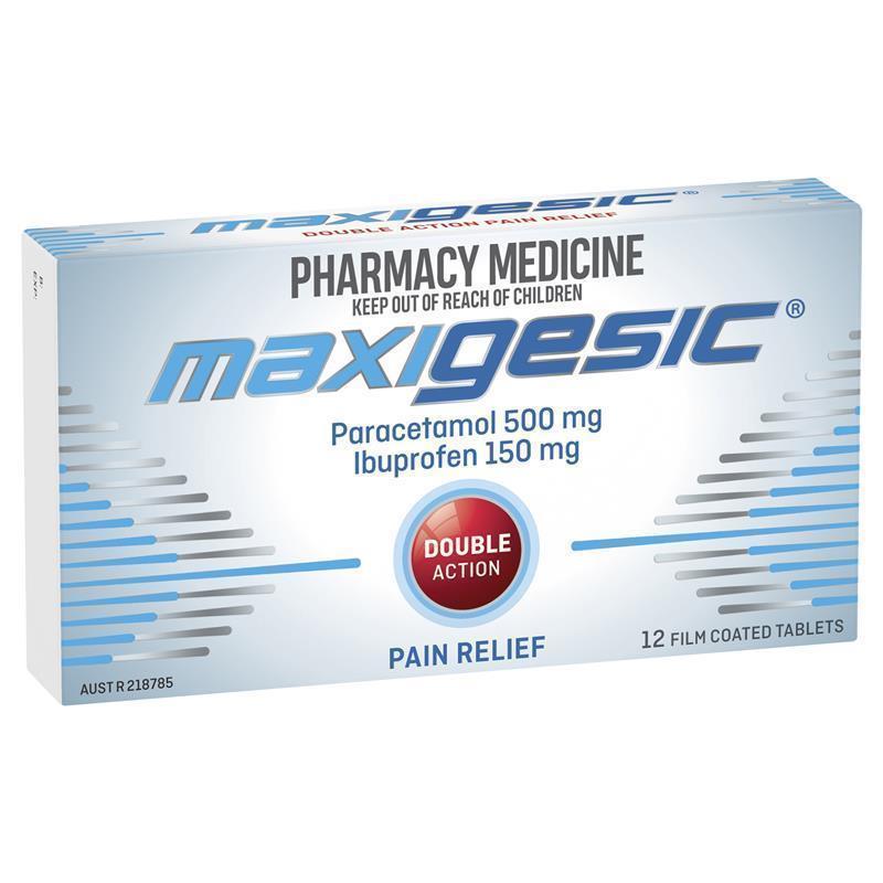 Buy Maxigesic Double Action Combination Pain Relief 12 Tablets online ...