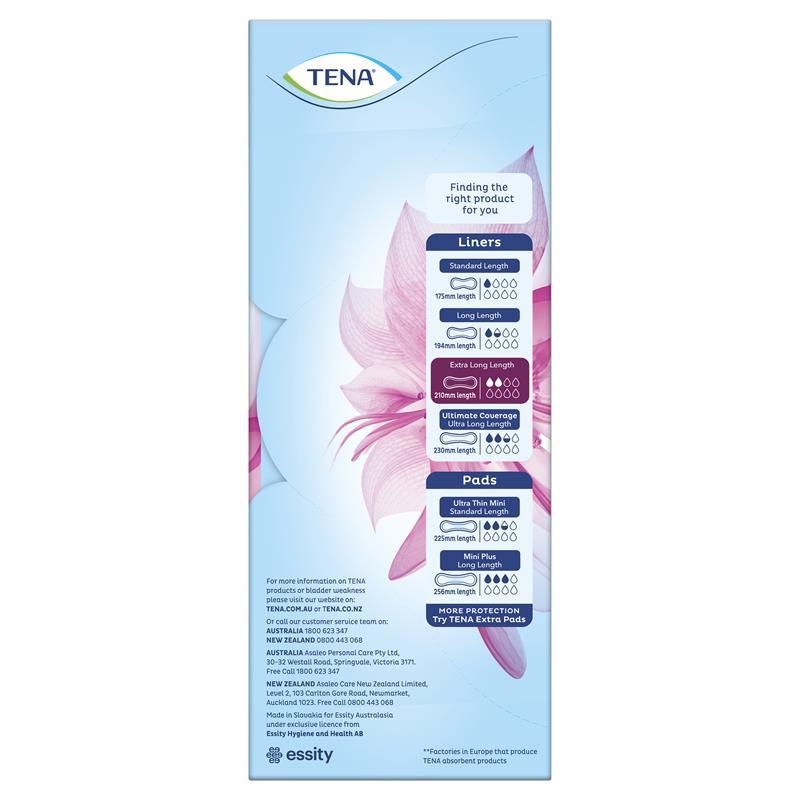Buy TENA Liners Extra Long Length 24 Pack online at Chemist Warehouse