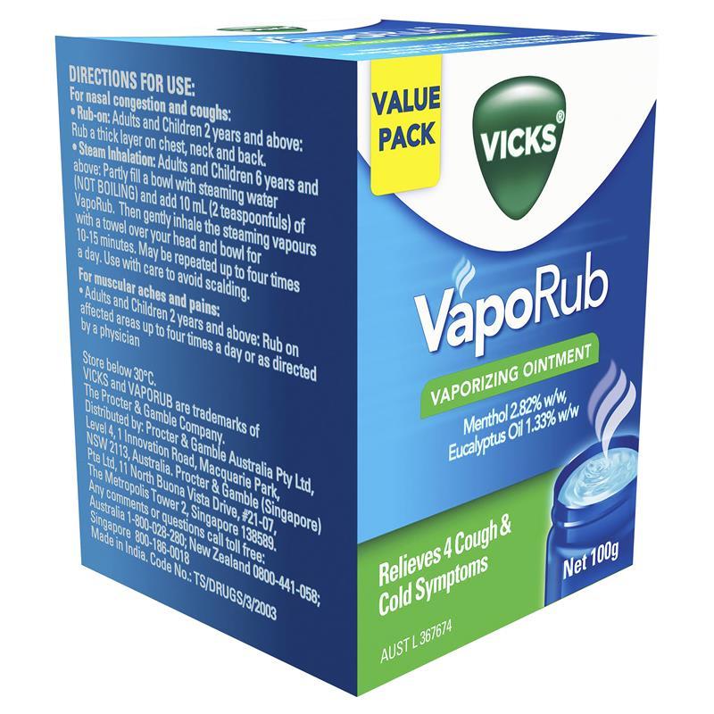 Buy Vicks VapoRub Ointment Decongestant Chest Rub 100g online at ...