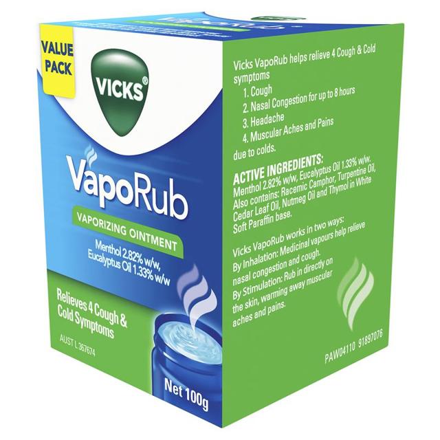Buy Vicks VapoRub Ointment Decongestant Chest Rub 100g online at ...