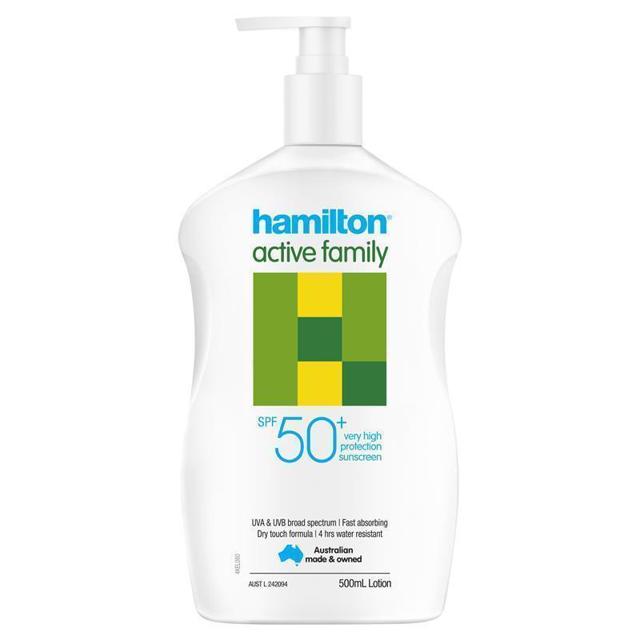 Buy Hamilton Sun SPF 50+ Active Family Lotion 500ml online at Chemist ...
