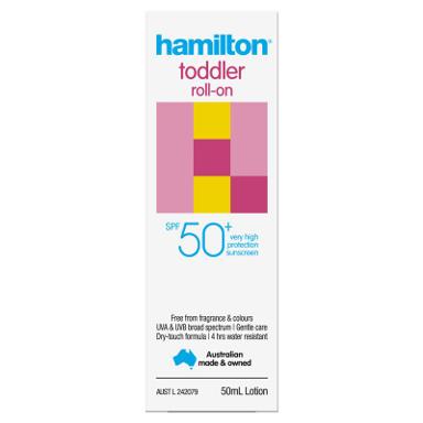 Buy Hamilton Sun SPF 50+ Toddler Roll On 50ml online at Chemist Warehouse
