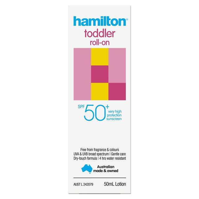 Buy Hamilton Sun SPF 50+ Toddler Roll On 50ml online at Chemist Warehouse