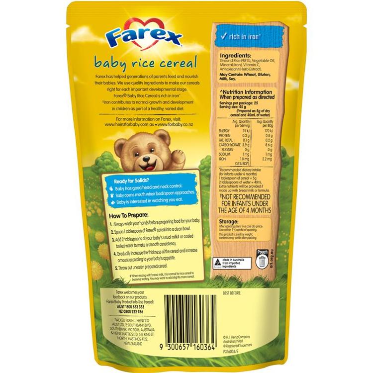 Buy Farex Baby Rice Cereal 125g online at Chemist Warehouse