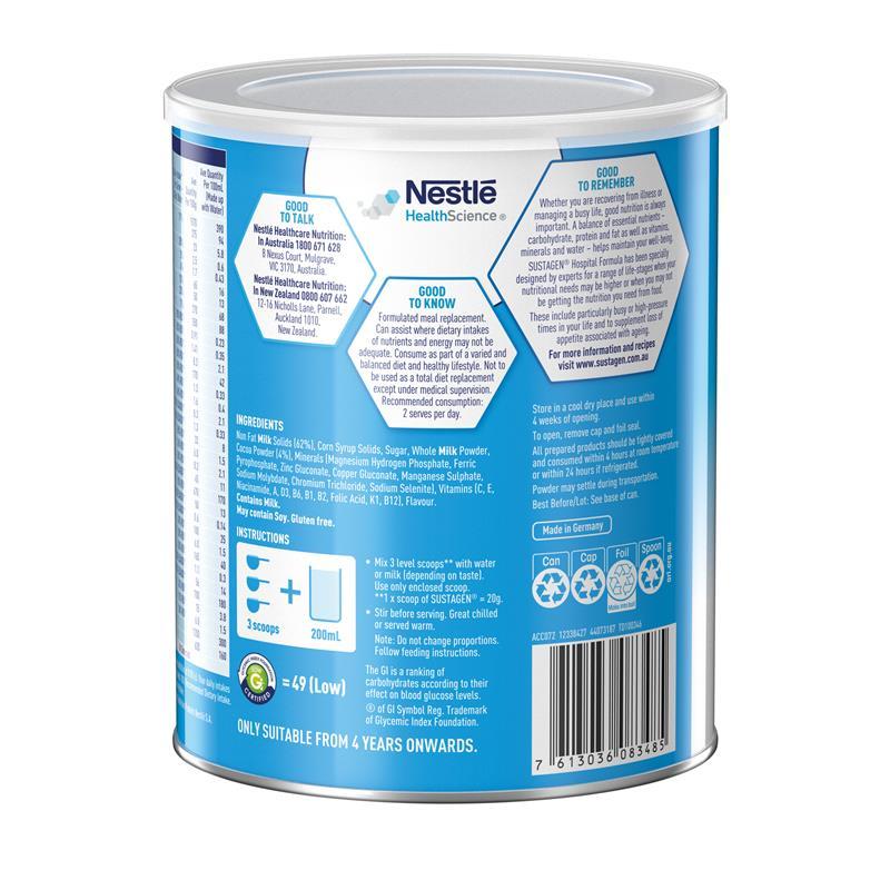 Buy Sustagen Hospital Formula Nutritional Supplement Chocolate Flavour ...