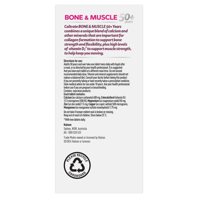 Buy Caltrate Bone & Muscle 50+ 100 Tablets online at Chemist Warehouse