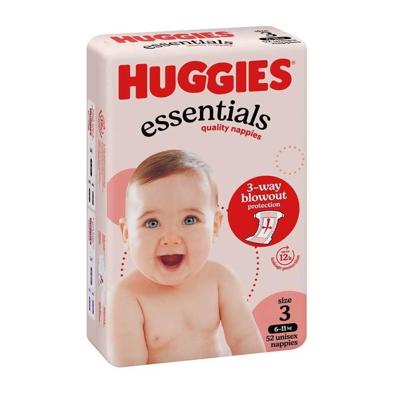 Buy Huggies Essentials Size 3 6-11kg 52 Nappies online at Chemist Warehouse