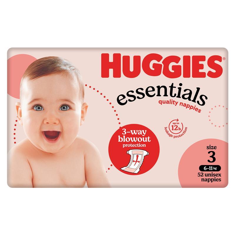 Buy Huggies Essentials Size 3 6-11kg 52 Nappies online at Chemist Warehouse