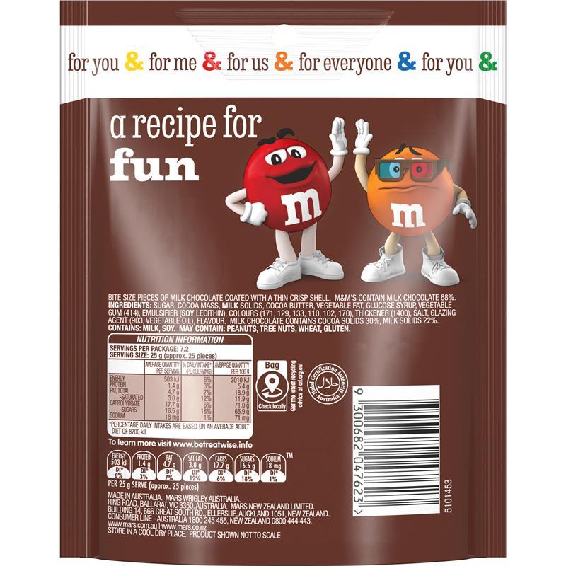 Buy Mars M&Ms Milk Chocolate 180g online at Chemist Warehouse