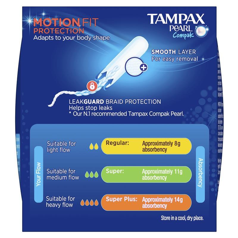 Buy Tampax Pearl Compak Tampons Regular 18 Pack online at Chemist Warehouse
