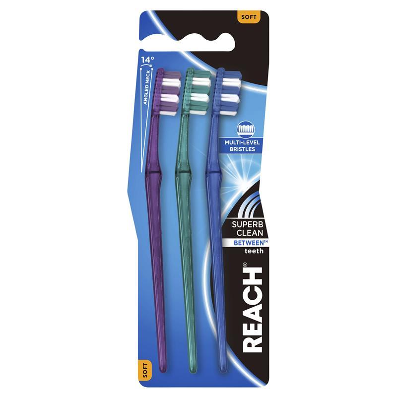 Buy Reach Toothbrush Superb Clean Between Teeth Soft 3 Pack online at ...