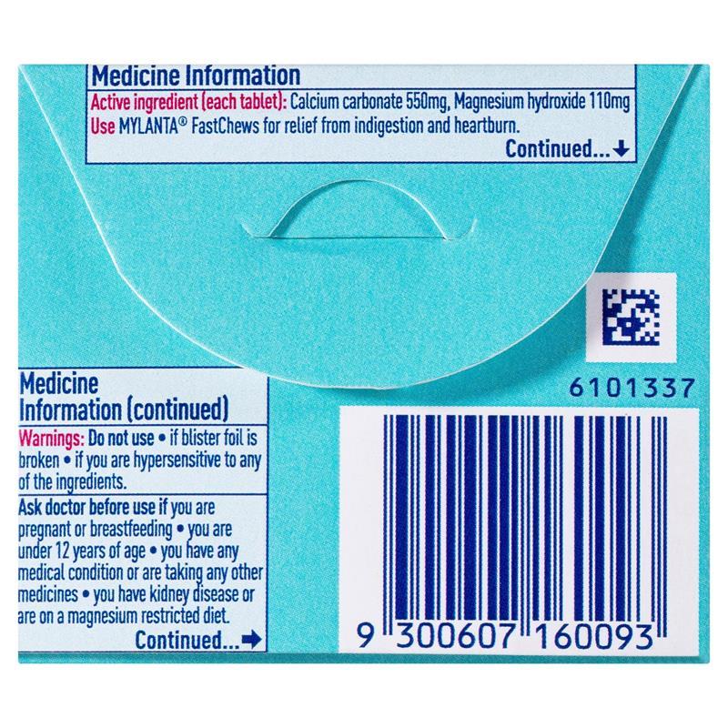 Buy Mylanta 2Go Antacid FastChews Tablets Mint 8 Pack online at Chemist ...