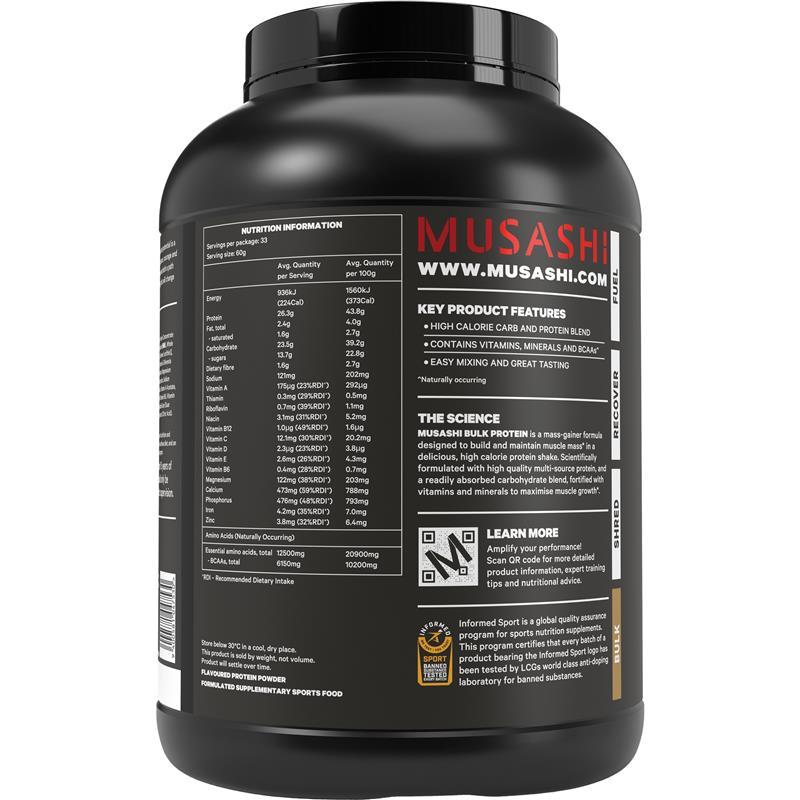 Buy Musashi Bulk Protein Chocolate 2kg online at Chemist Warehouse