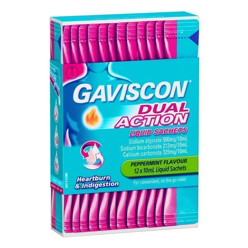 Buy Gaviscon Dual Action Liquid Sachets Peppermint 12 Pack online at ...