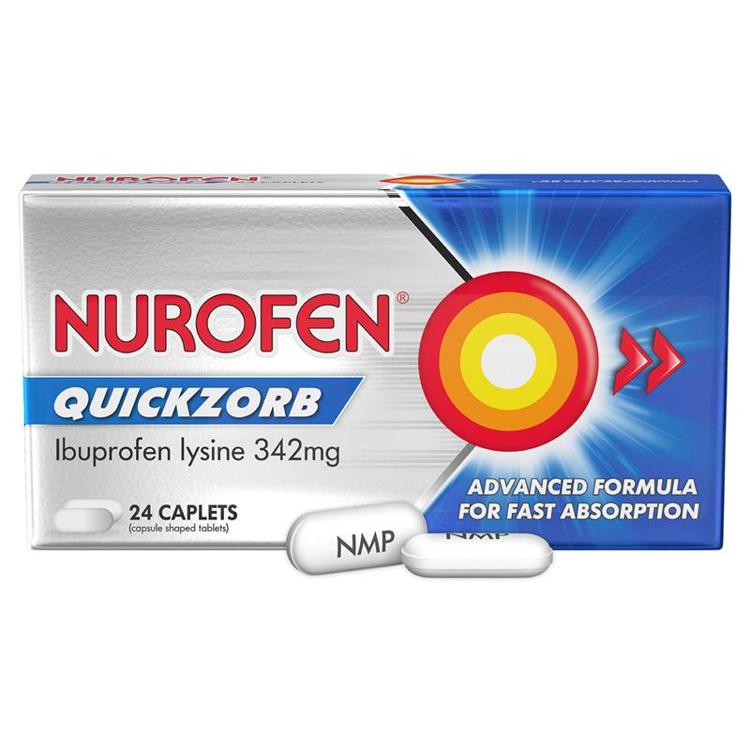 Buy Nurofen Quickzorb Pain Relief Caplets 24 pack Ibuprofen Lysine ...