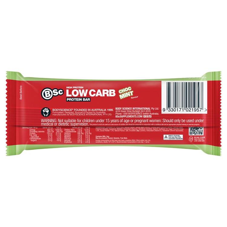Buy BSc High Protein Low Carb Bar Choc Mint 60g online at Chemist Warehouse