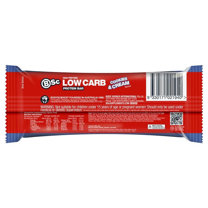 Buy BSc High Protein Low Carb Bar Cookies & Cream 60g online at Chemist ...