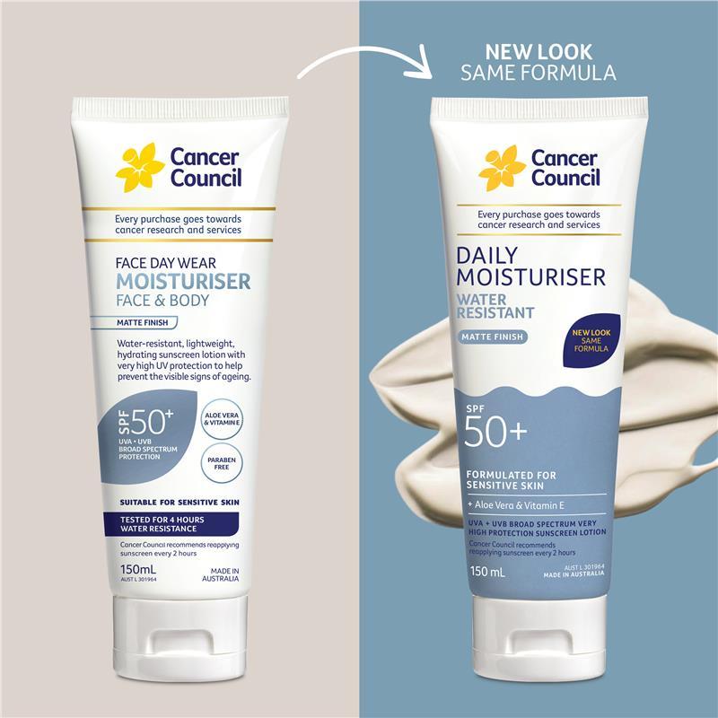 Buy Cancer Council SPF 50+ Face & Body Moisturiser Water Resistant ...
