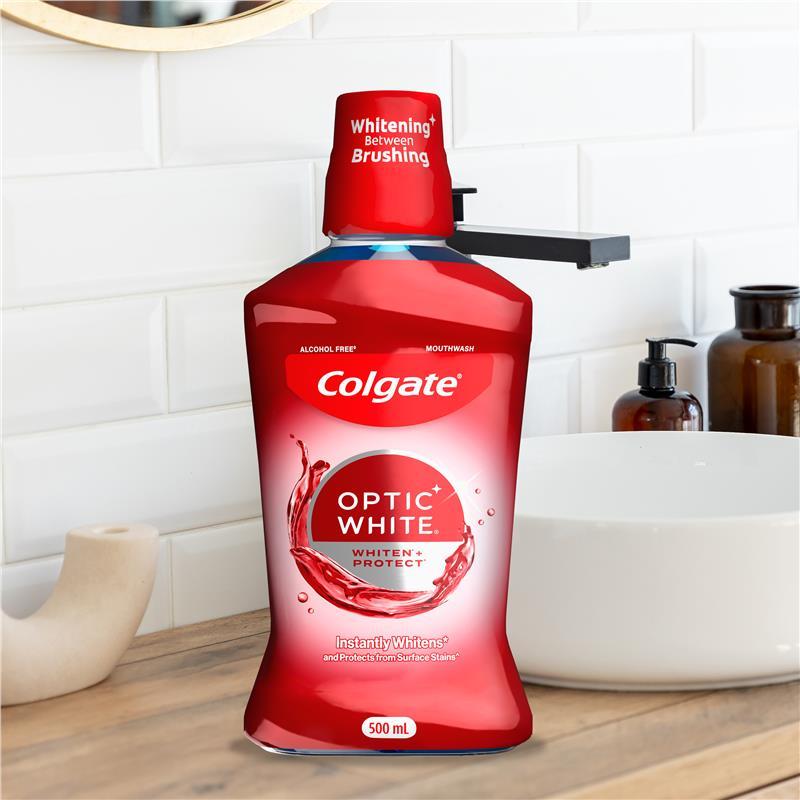 Buy Colgate Optic White Teeth Whitening Mouthwash with Optic Brightener ...