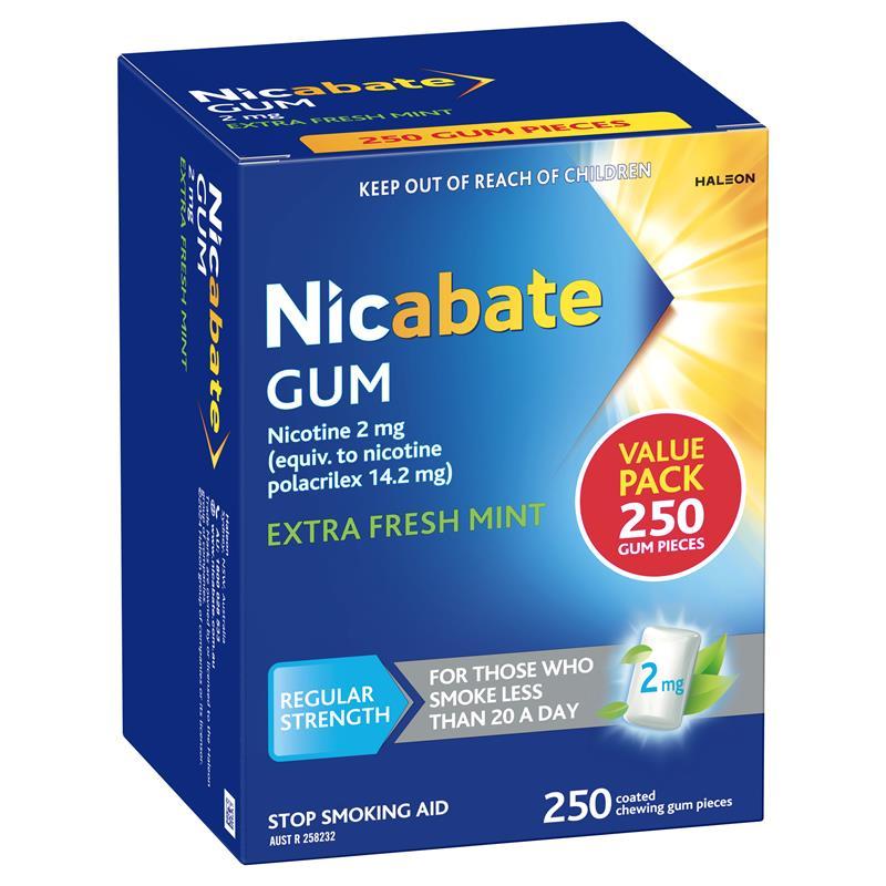 Buy Nicabate Gum 4mg Extra Fresh 250 Pieces Exclusive Size online at ...