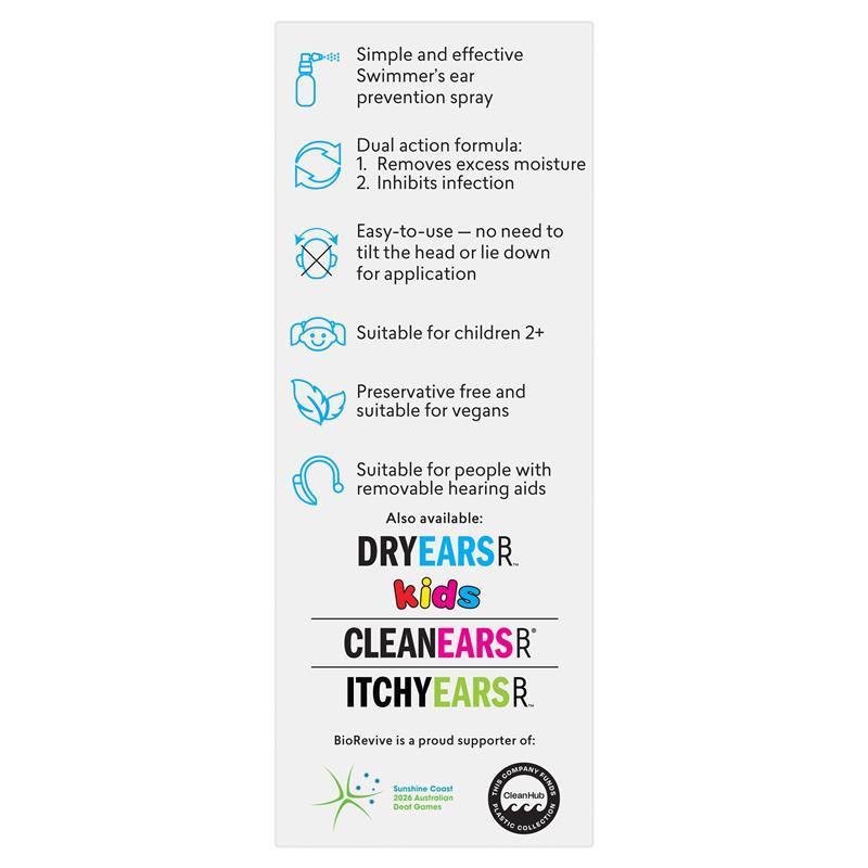 Buy BioRevive Dry Ears Swimmers Ear Prevention Spray 30ml online at ...