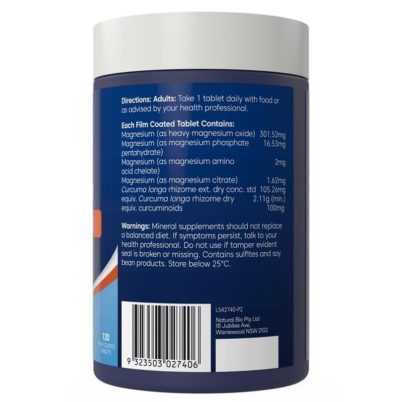 Buy Bioglan Magnesium + Curcumin 120 Tablets online at Chemist Warehouse