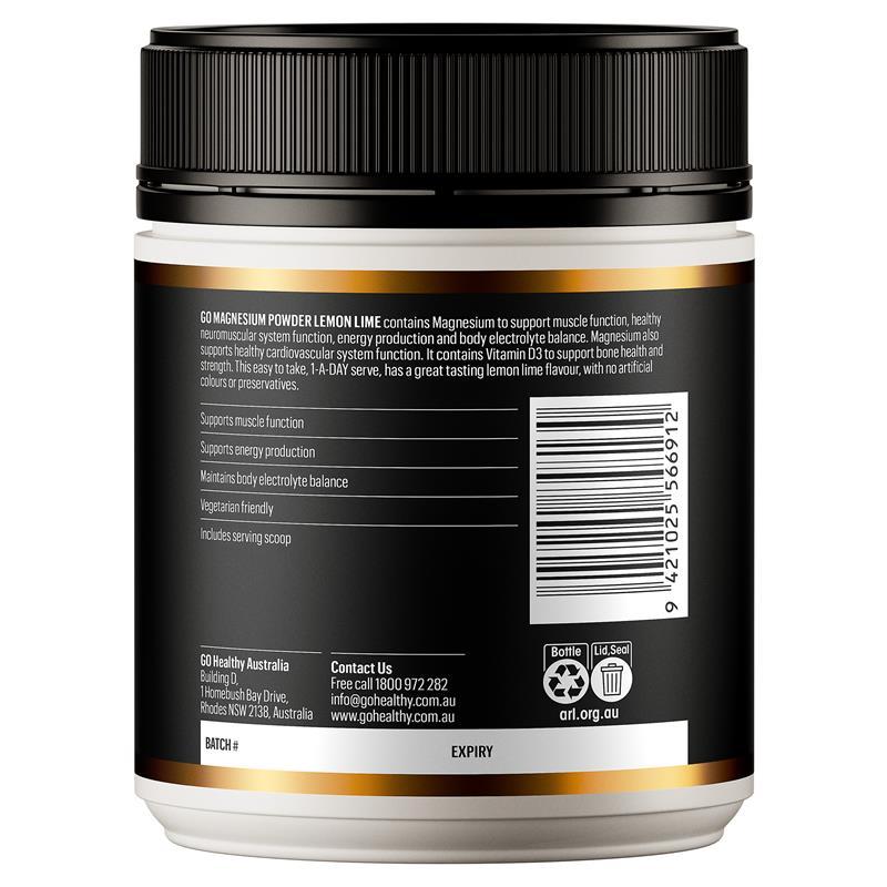Buy GO Healthy Magnesium Powder Lemon Lime 250g online at Chemist Warehouse