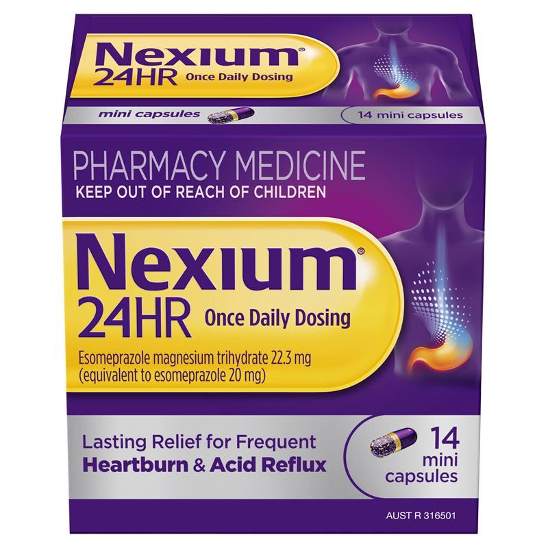 Buy Nexium 24hr Heartburn & Acid Reflux Relief 20mg Mini 14 Capsules ...