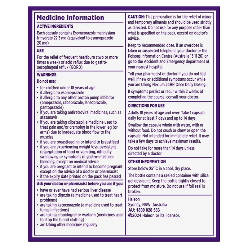 Buy Nexium 24hr Heartburn & Acid Reflux Relief 20mg Mini 14 Capsules ...